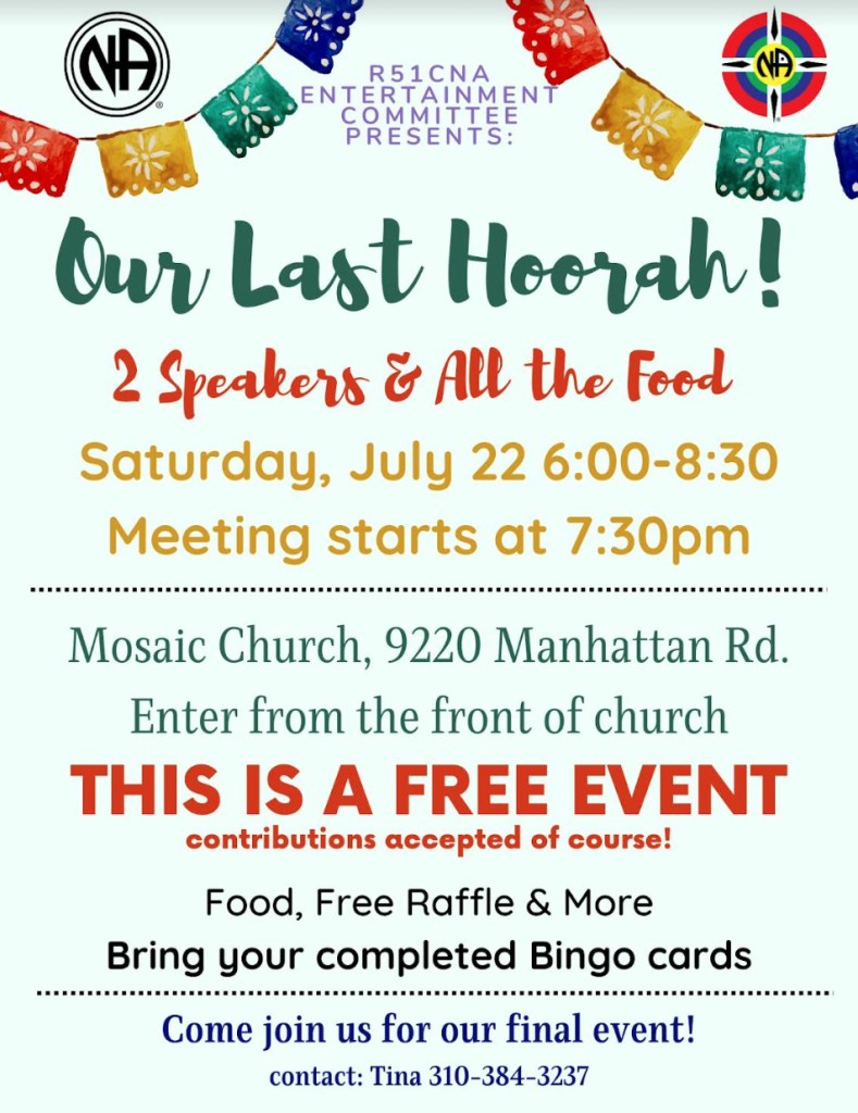 Events from July 29 – May 28 – Region 51 of Narcotics Anonymous